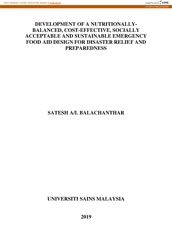 (PDF) Development Of A Nutritionallybalanced, Cost-Effective, Socially ...