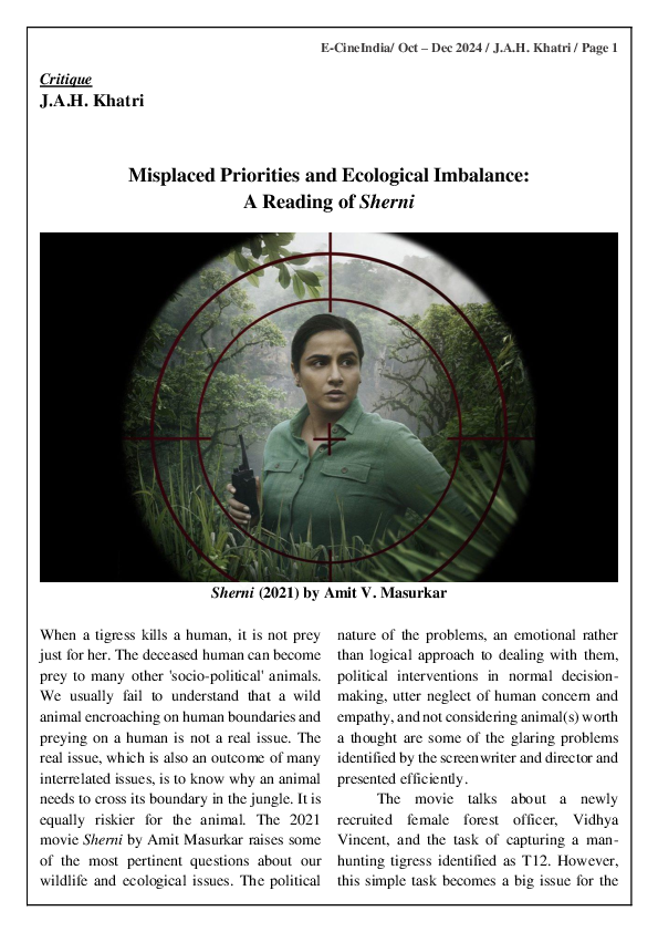 (PDF) Misplaced priorities and Ecological Imbalance: A Reading of Sherni