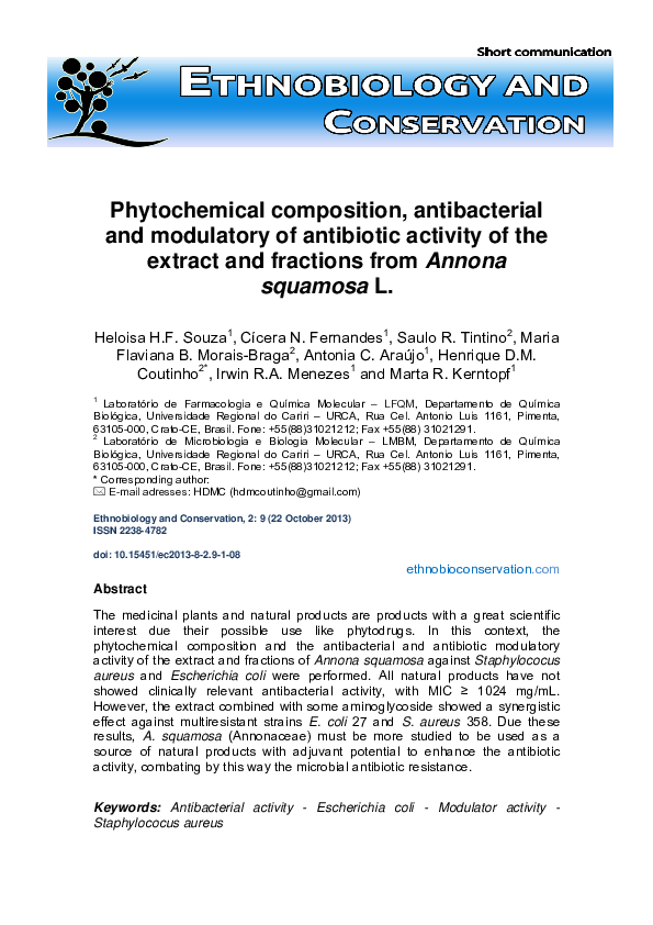 (PDF) Phytochemical composition, antibacterial and modulatory of antibiotic activity of the ...
