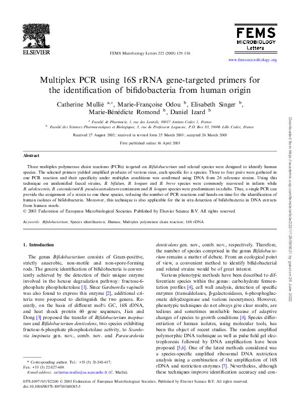 (PDF) Multiplex PCR using 16S rRNA gene-targeted primers for the identification of ...