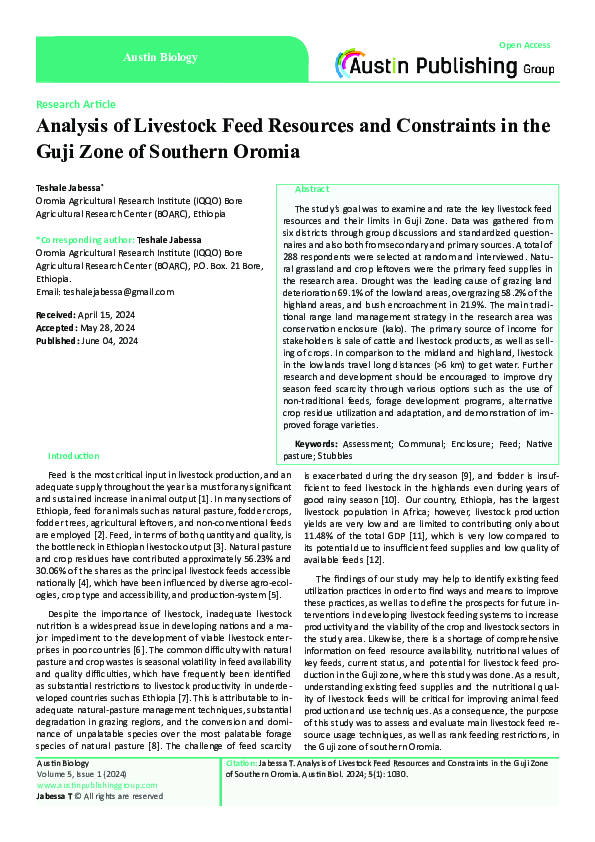 (PDF) Analysis of Livestock Feed Resources and Constraints in the Guji ...