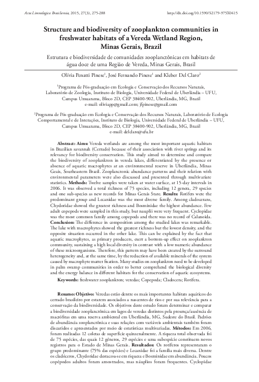 (PDF) Structure and biodiversity of zooplankton communities in ...