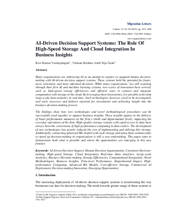 (PDF) AI-Driven Decision Support Systems: The Role Of High-Speed ...