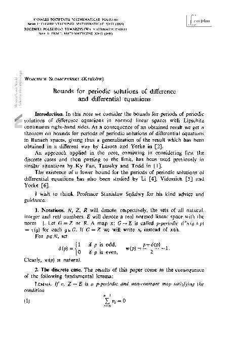 (PDF) Bounds for periodic solutions of difference and differentia equations