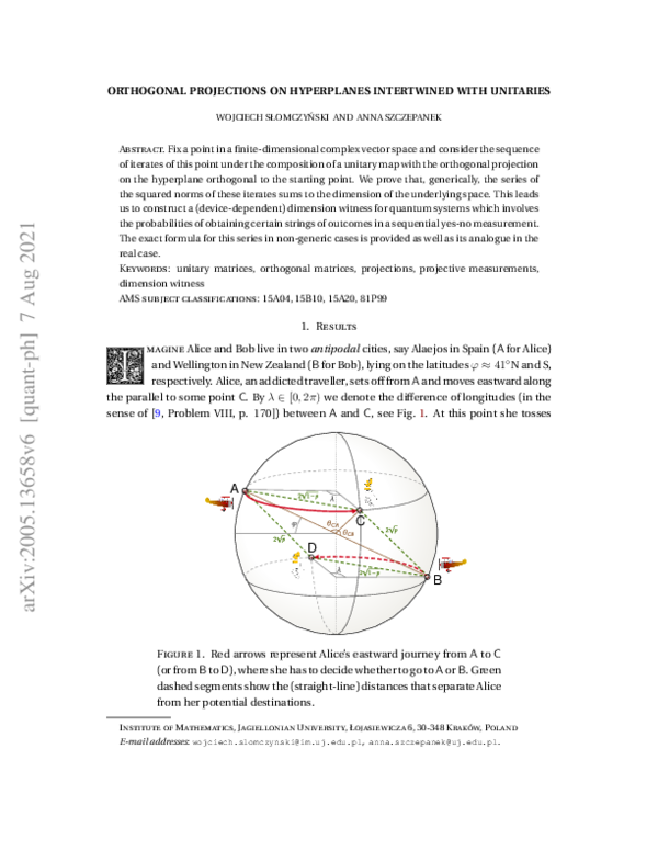(PDF) Orthogonal projections on hyperplanes intertwined with unitaries