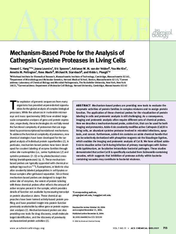 (PDF) Mechanism-Based Probe for the Analysis of Cathepsin Cysteine ...