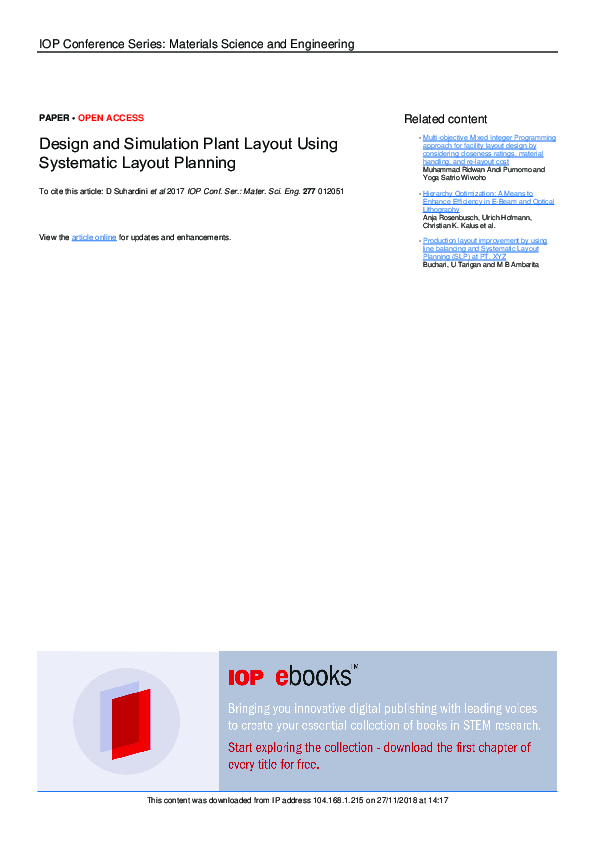 (PDF) Design and Simulation Plant Layout Using Systematic Layout Planning