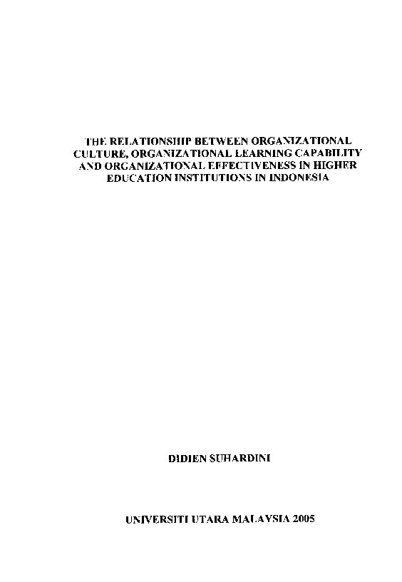 (PDF) The Relationship between Organizational Culture, Organizational Learning Capability and ...