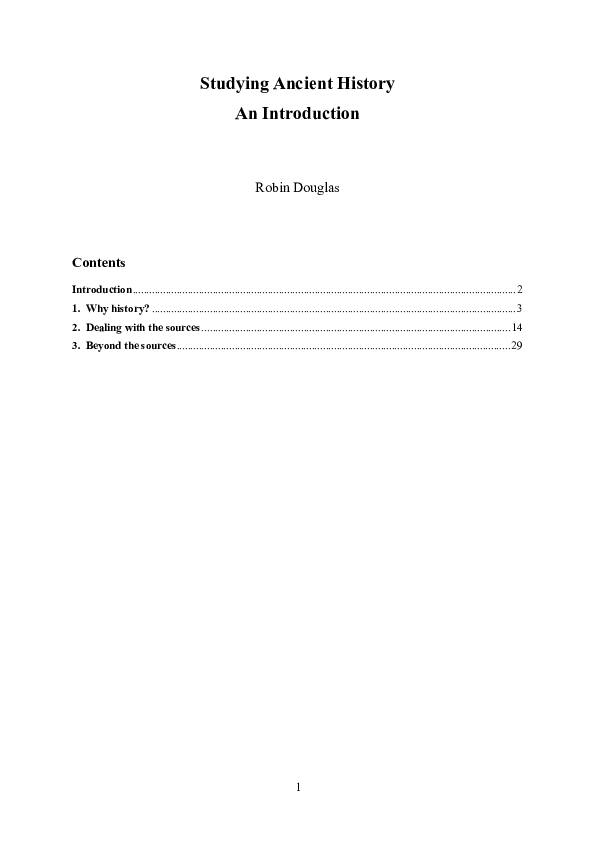 (PDF) Studying Ancient History: An Introduction