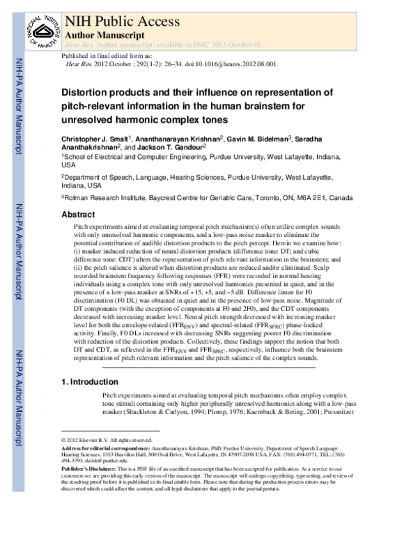 (PDF) Distortion products and their influence on representation of pitch-relevant information in ...