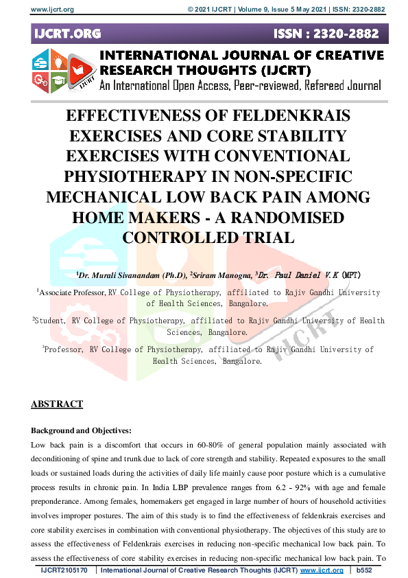 (PDF) Effectiveness of Feldenkrais Exercises and Core Stability ...