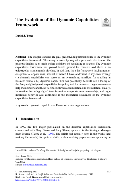 (PDF) The Evolution of the Dynamic Capabilities Framework