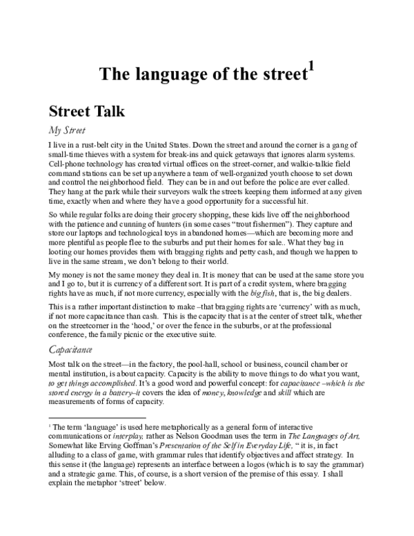(PDF) The Language of the Street