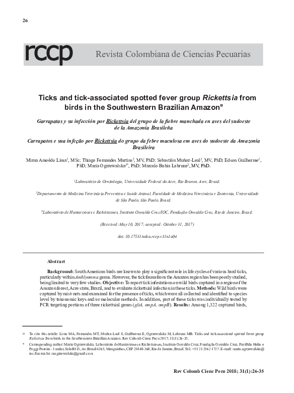 (PDF) Ticks and tick-associated spotted fever group Rickettsia from ...
