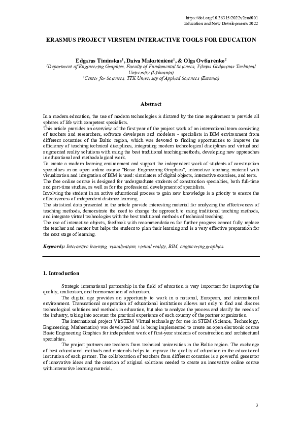 (PDF) Erasmus Project Virstem Interactive Tools for Education