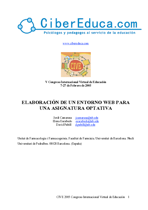 (PDF) Elaboración de un entorno web para una asignatura optativa