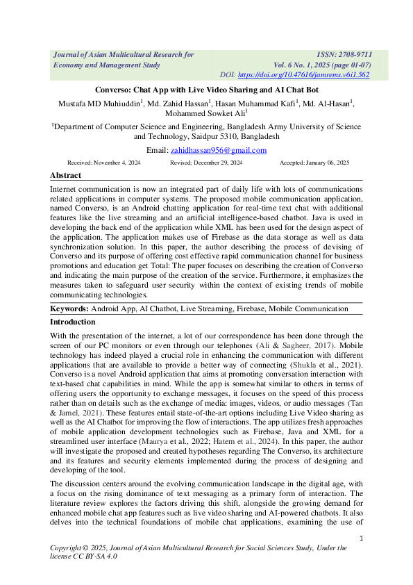 (PDF) Converso: Chat App with Live Video Sharing and AI Chat Bot