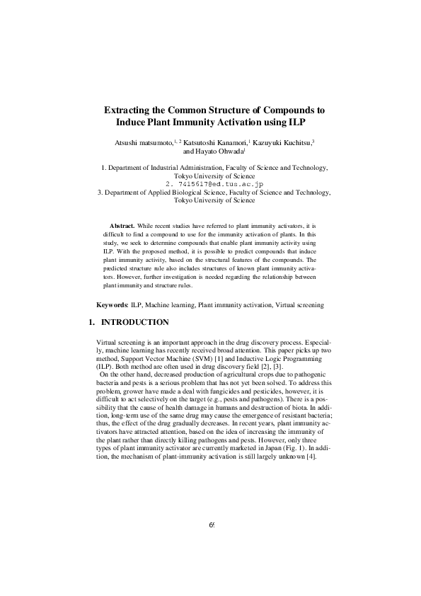 (PDF) Extracting the Common Structure of Compounds to Induce Plant ...