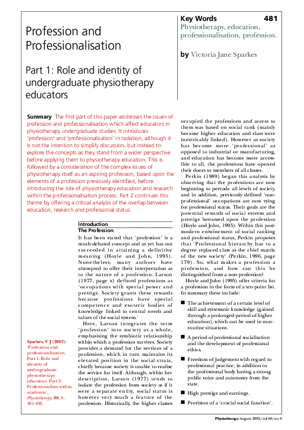 (PDF) Profession and Professionalisation