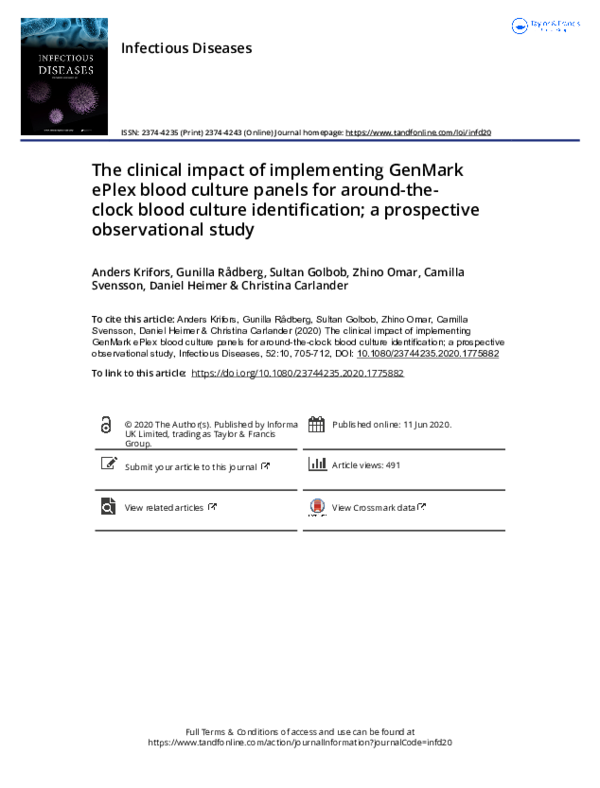 (PDF) The clinical impact of implementing GenMark ePlex blood culture ...