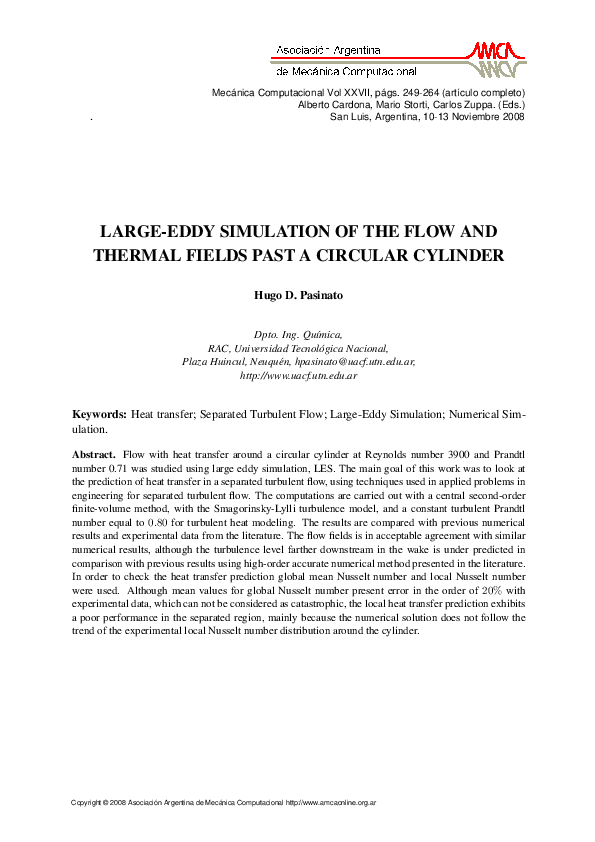 Large-Eddy Simulation of the Flow and Thermal Fields Past a Circular Cylinder
