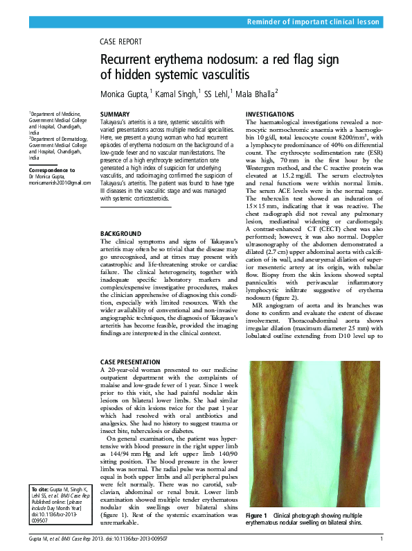 (PDF) Recurrent erythema nodosum: a red flag sign of hidden systemic ...