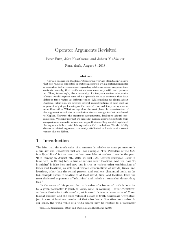 (PDF) Operator arguments revisited