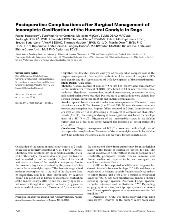 (PDF) Postoperative Complications after Surgical Management of ...