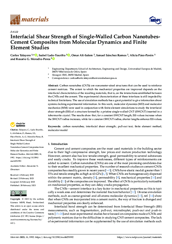(PDF) Interfacial Shear Strength of Single-Walled Carbon Nanotubes ...