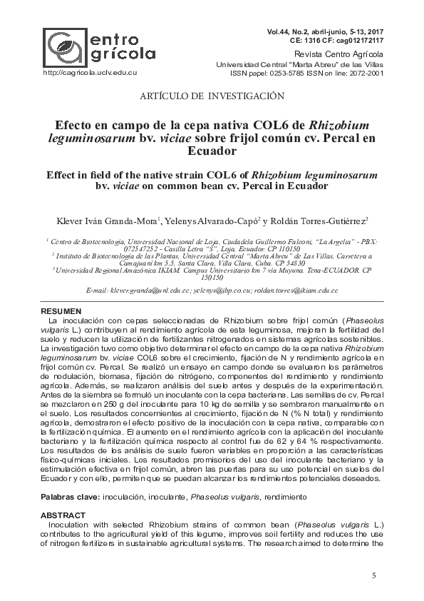 (PDF) Efecto en campo de la cepa nativa COL6 de Rhizobium leguminosarum ...