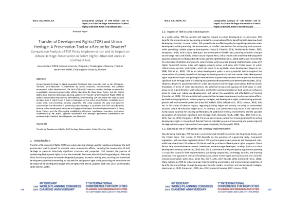 (PDF) Comparative Analysis of TDR Policies and its Impact on Urban ...