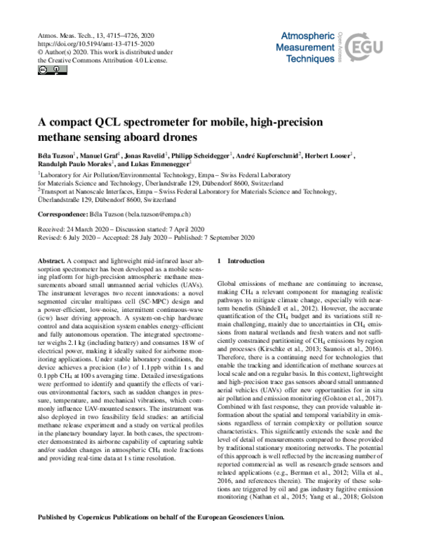 (PDF) A compact QCL spectrometer for mobile, high-precision methane ...