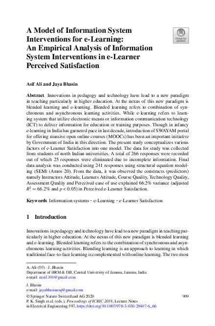 (PDF) A Model of Information System Interventions for e-Learning: An ...