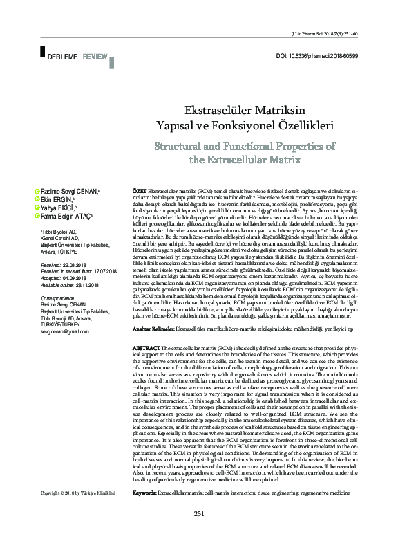 (PDF) Structural and Functional Properties of the Extracellular Matrix
