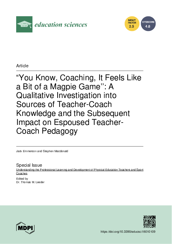 (PDF) "You Know, Coaching, It Feels Like a Bit of a Magpie Game'': A ...