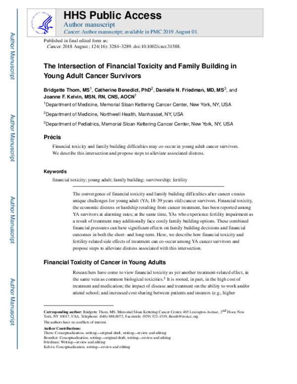 (PDF) The intersection of financial toxicity and family building in ...