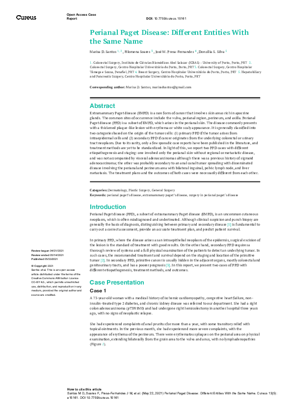 (PDF) Perianal Paget Disease: Different Entities With the Same Name