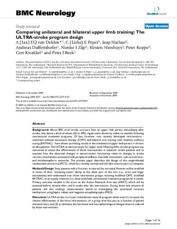 (PDF) Comparing unilateral and bilateral upper limb training: The ULTRA ...