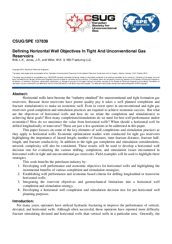 (PDF) Defining Horizontal Well Objectives in Tight and Unconventional ...