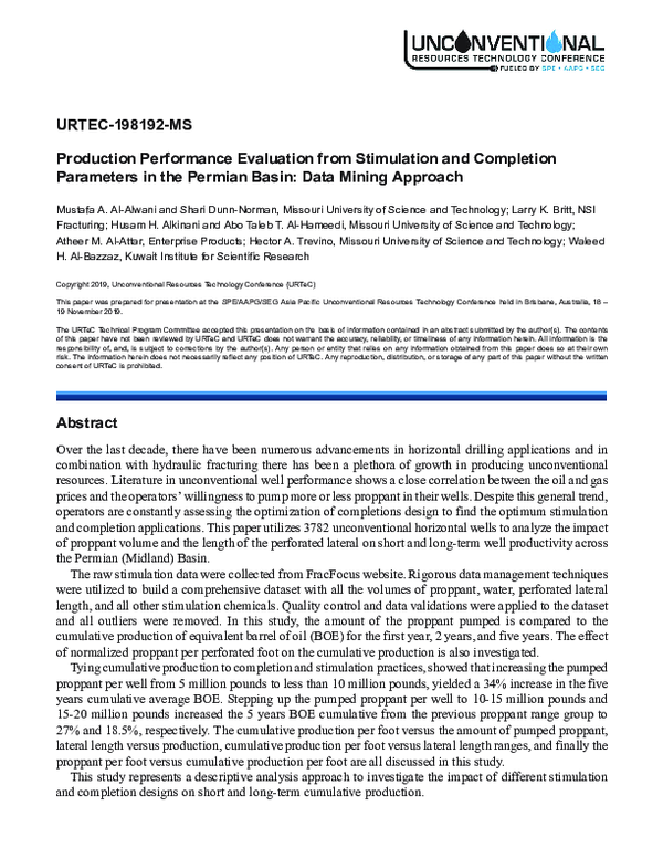 (PDF) Production Performance Evaluation from Stimulation and Completion ...