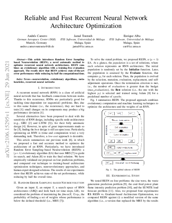 (PDF) Reliable and Fast Recurrent Neural Network Architecture Optimization