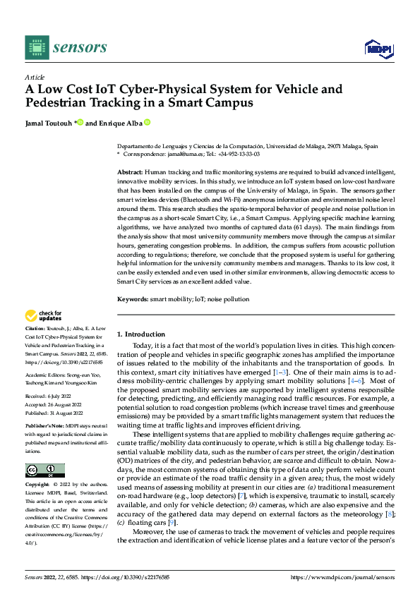 (PDF) A Low Cost IoT Cyber-Physical System for Vehicle and Pedestrian ...