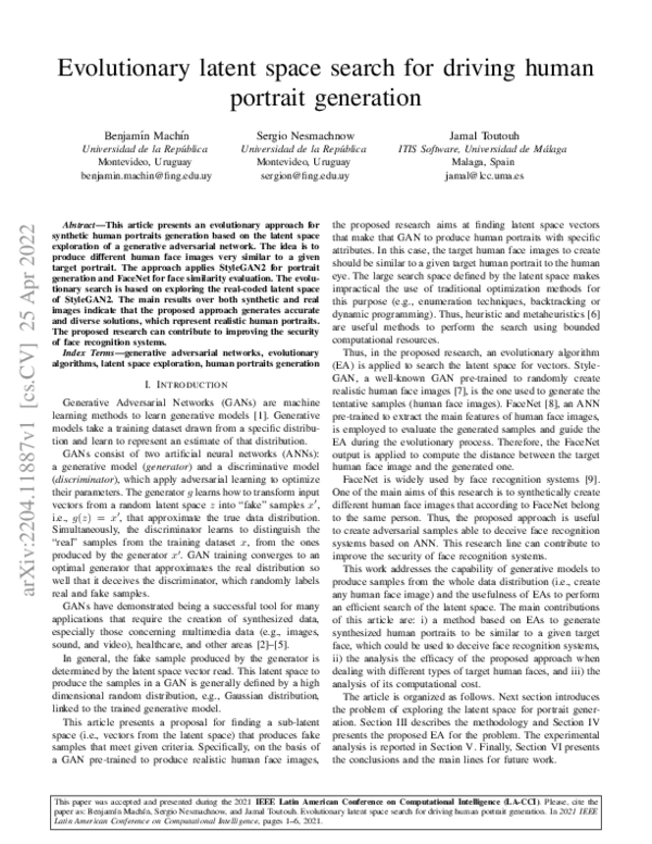 Pdf Evolutionary Latent Space Search For Driving Human Portrait Generation