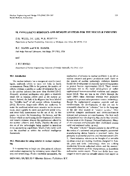 (PDF) 10. Intelligent robotics and remote systems for the nuclear industry