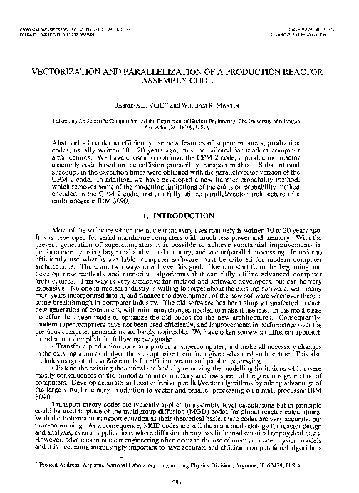 (PDF) Vectorization and parallelization of a production reactor ...