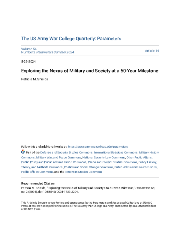 (PDF) Exploring the Nexus of Military and Society at a 50-year Milestone