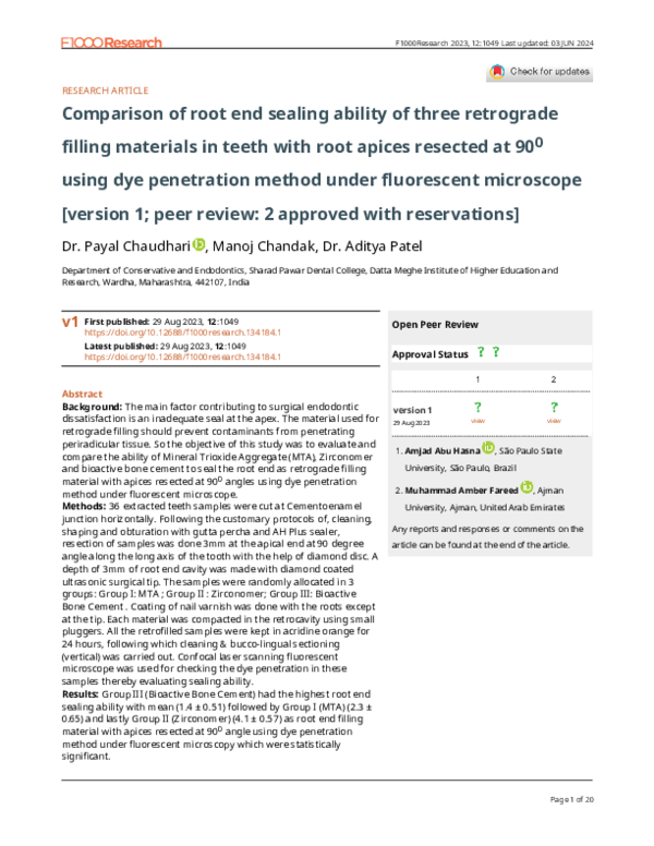 (PDF) Comparison of root end sealing ability of three retrograde ...