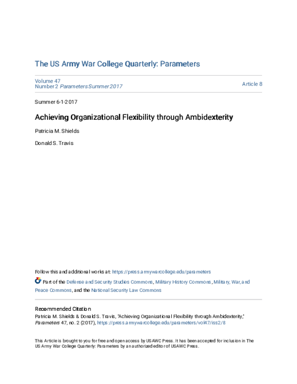 (PDF) Achieving Organizational Flexibility through Ambidexterity (PDF) Achieving Organizational Flexibility through Ambidexterity