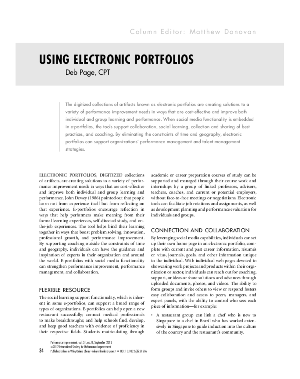 (PDF) Using electronic portfolios