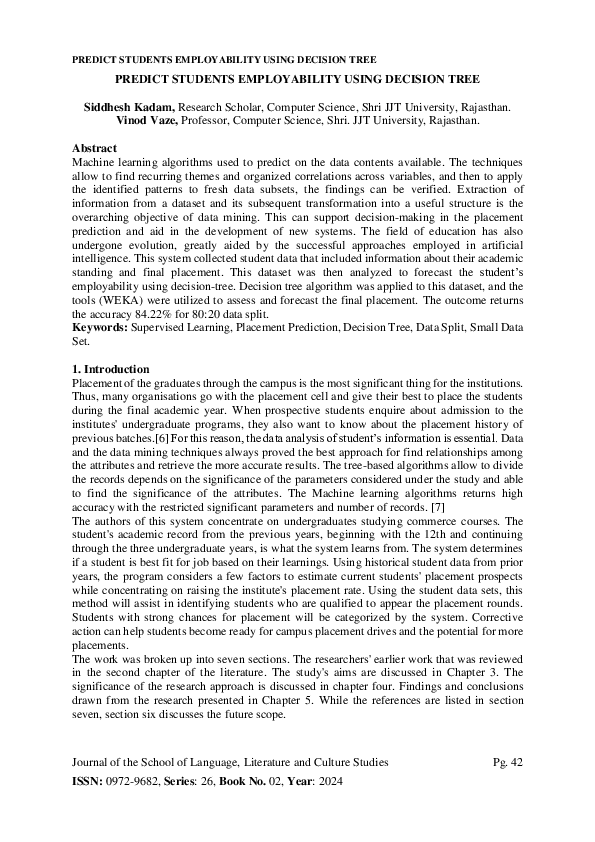 (PDF) PREDICT STUDENTS EMPLOYABILITY USING DECISION TREE